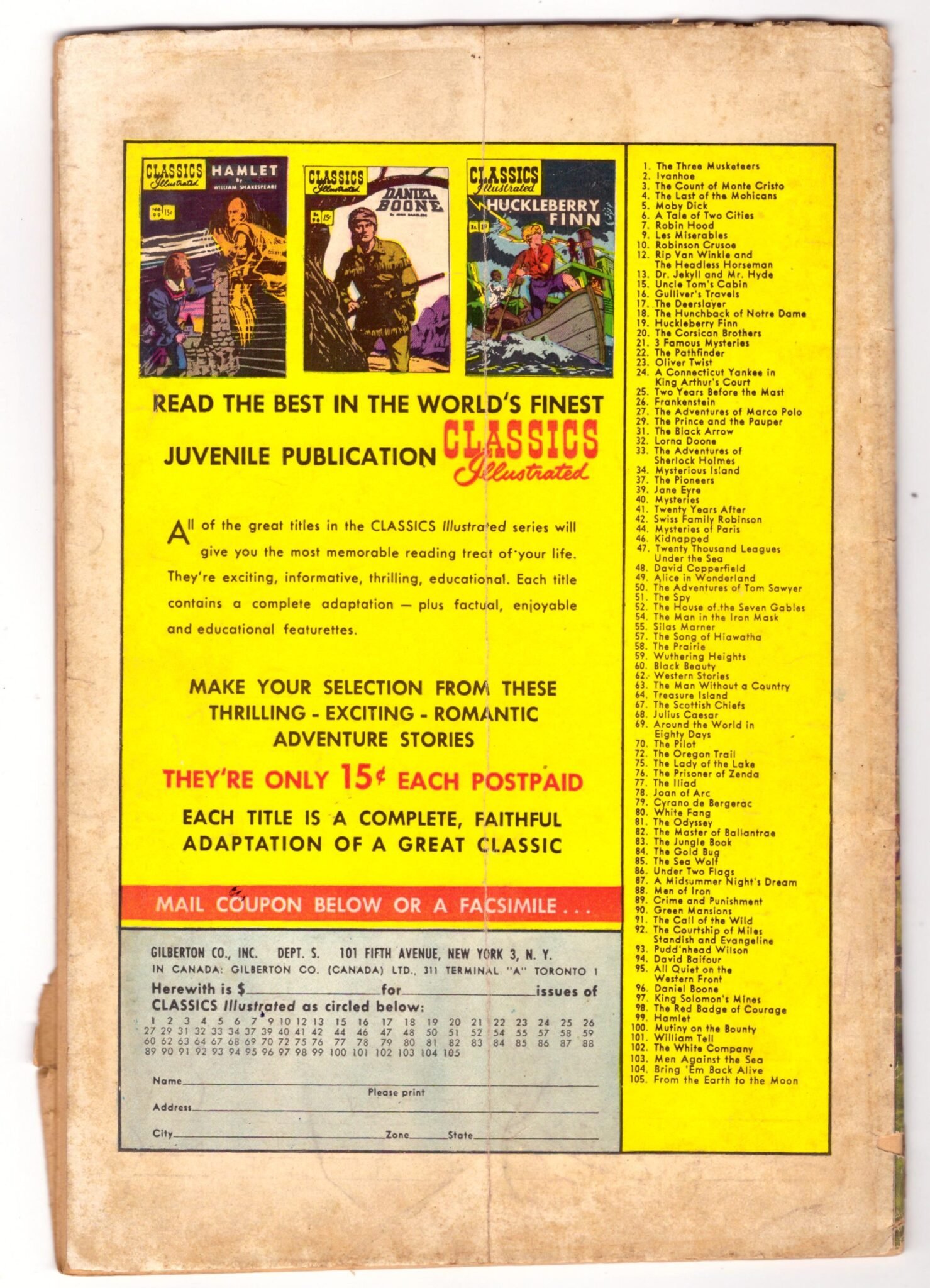 Classics Illustrated #104 Bring ’em Back Alive Gilberton Comics Book ...